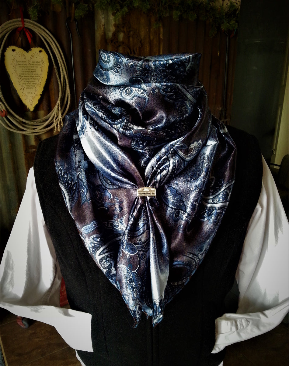 Wild Rag - Blue & Gray Paisley #02 – Cowgirl Dreamin Wild Rags