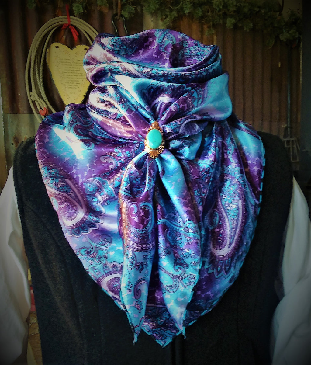 Wild Rag - Turquoise and Purple Paisley #03 – Cowgirl Dreamin Wild Rags