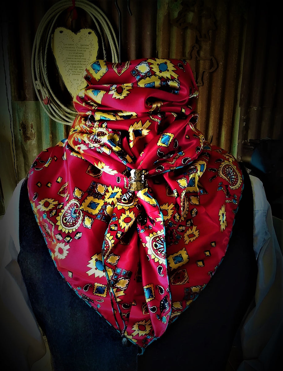 Wild Rag - Red & Turquoise Aztec #55 – Cowgirl Dreamin Wild Rags