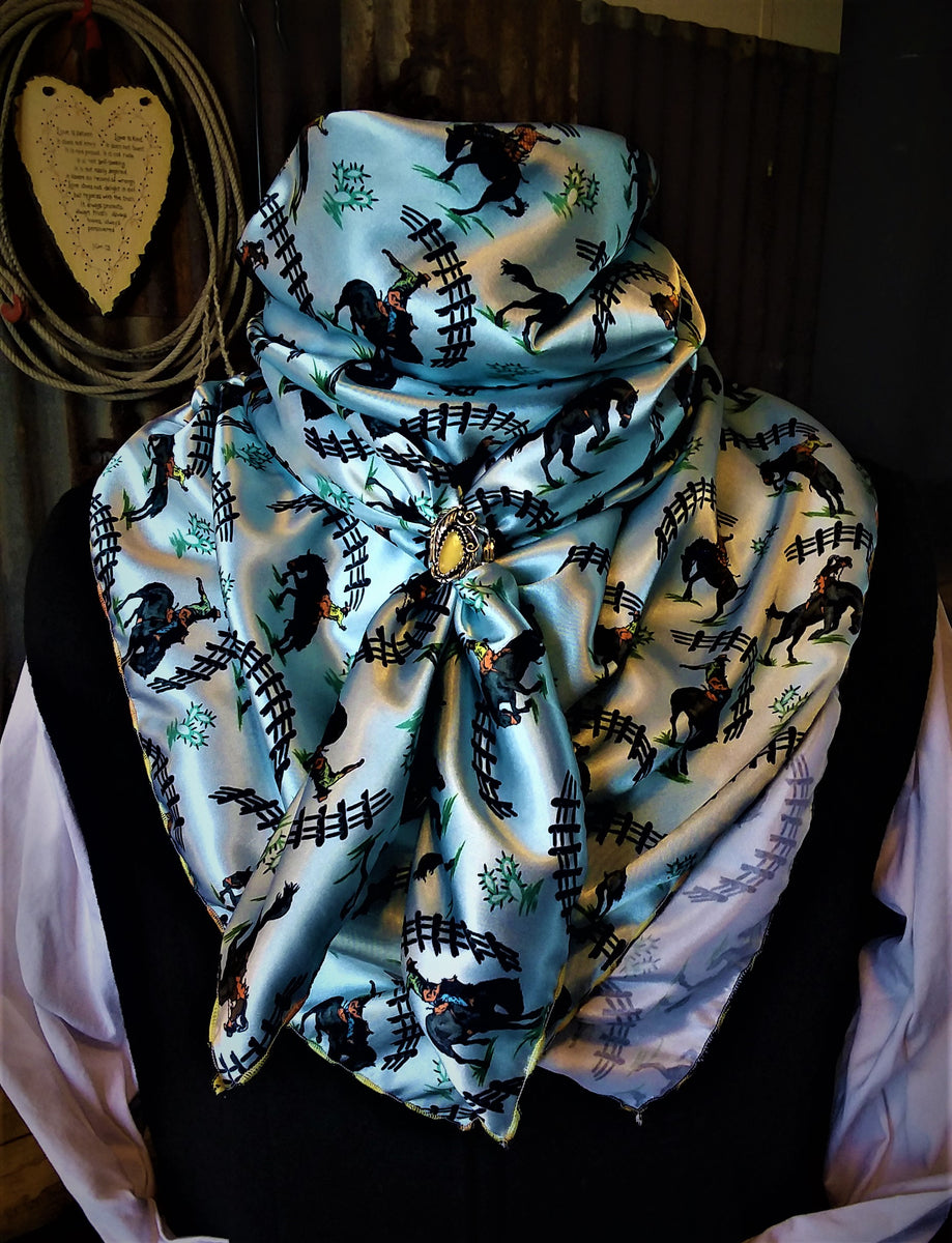 Wild Rag - Light Teal Bucking Horses (*Note, White on back) #45 ...